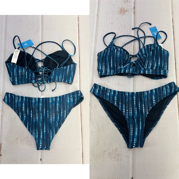 Swim | Nwt Womens Lace Up Bikini Set Beach Low Rise Swimwear Cutout ...